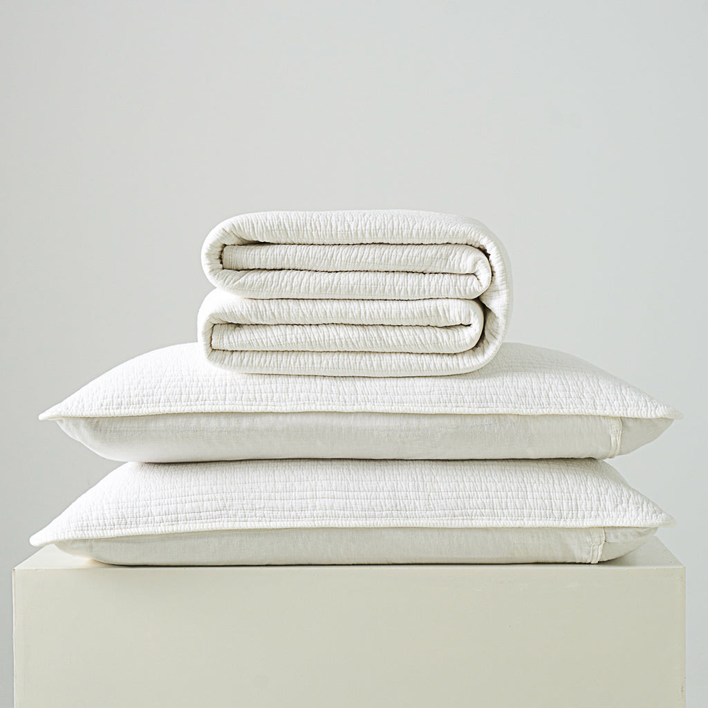 Snow White Solid Color Cotton Quilt Set – Qbedding