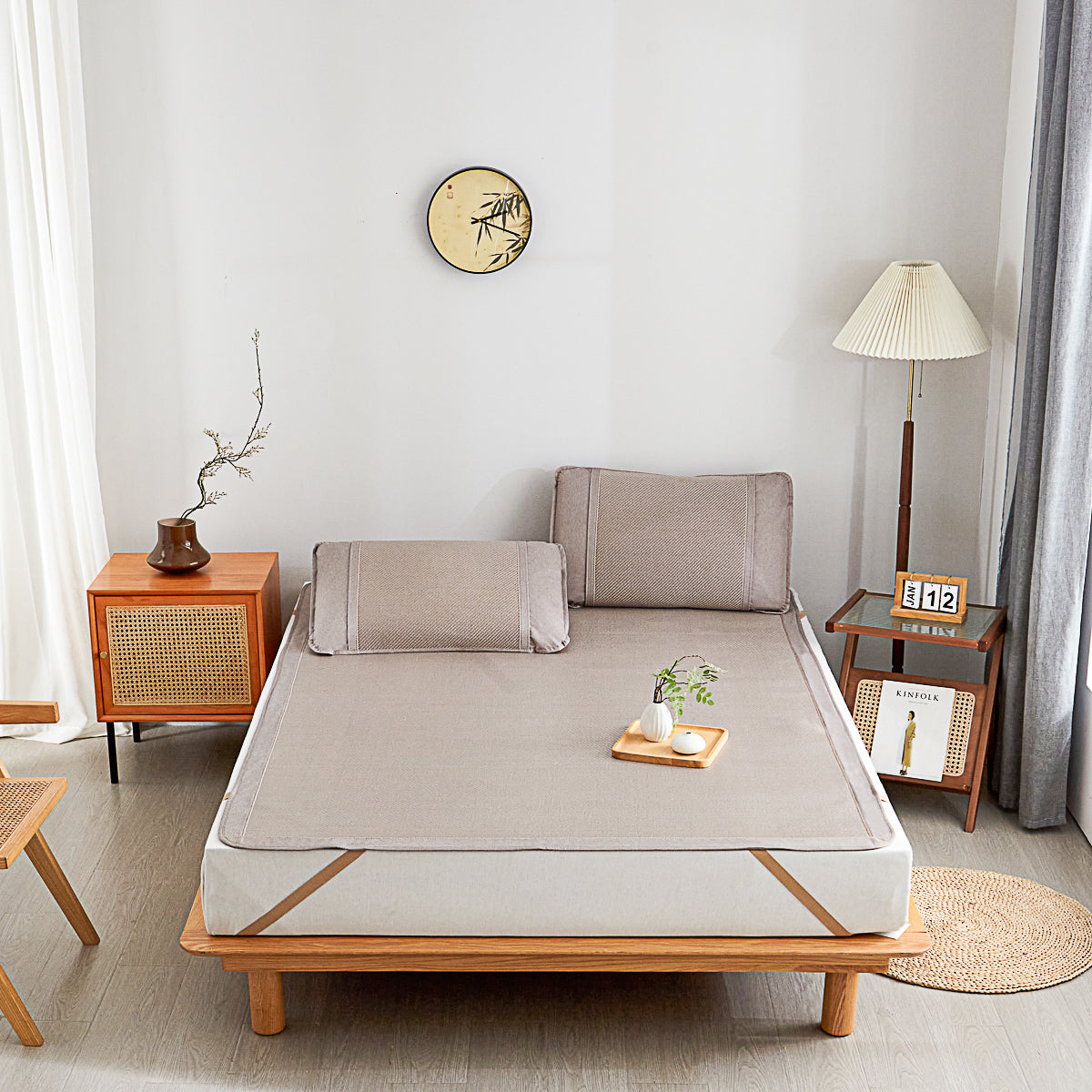 Plaid Bing Si Rattan Mattress Topper Set (Khaki) – Qbedding