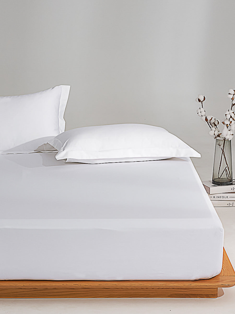 Snowflake White Premium Cotton Fitted Sheet – Qbedding