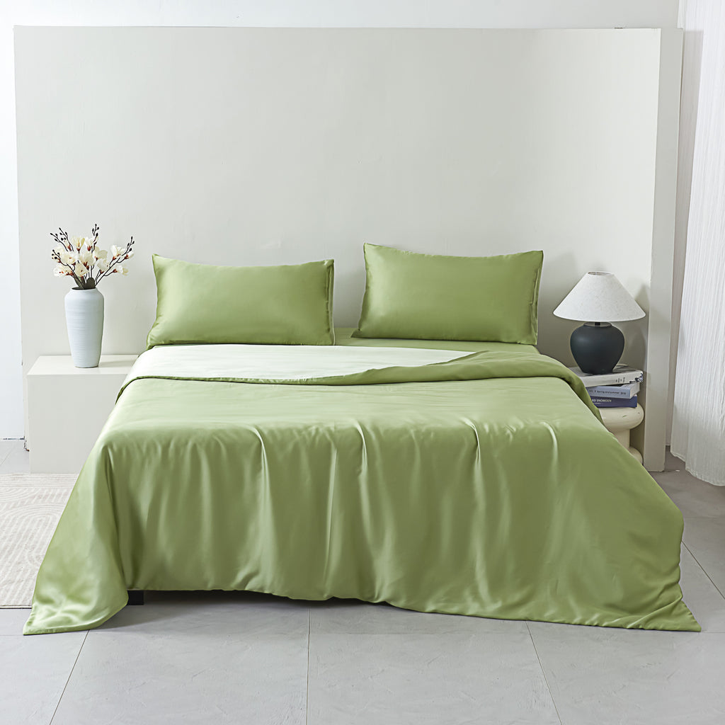 Glaze Green Tencel™ Fitted Sheet Set – Qbedding