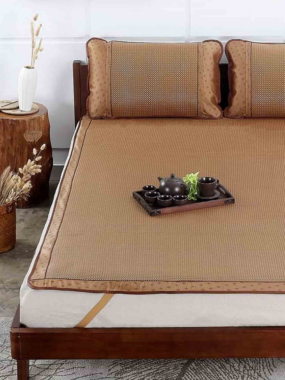 Plaid Bing Si Rattan Mattress Topper Set – Qbedding