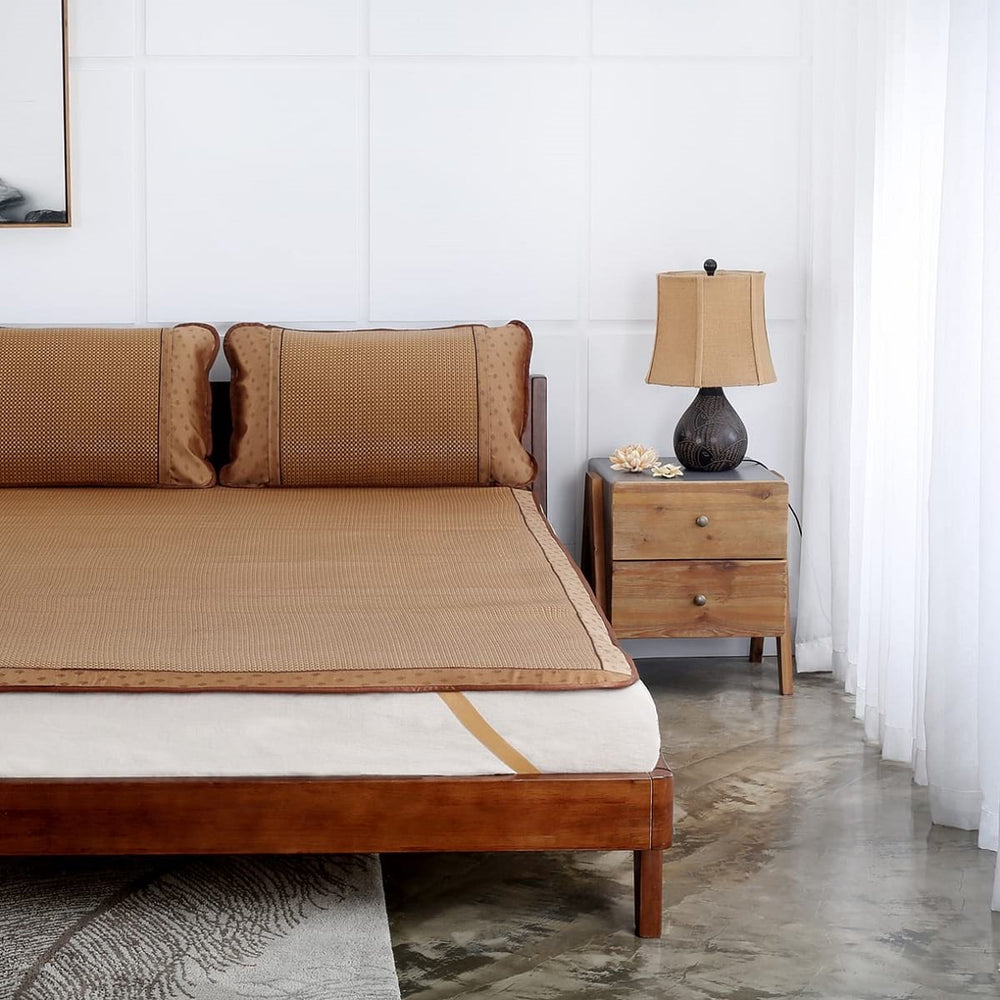 Plaid Bing Si Rattan Mattress Topper Set – Qbedding