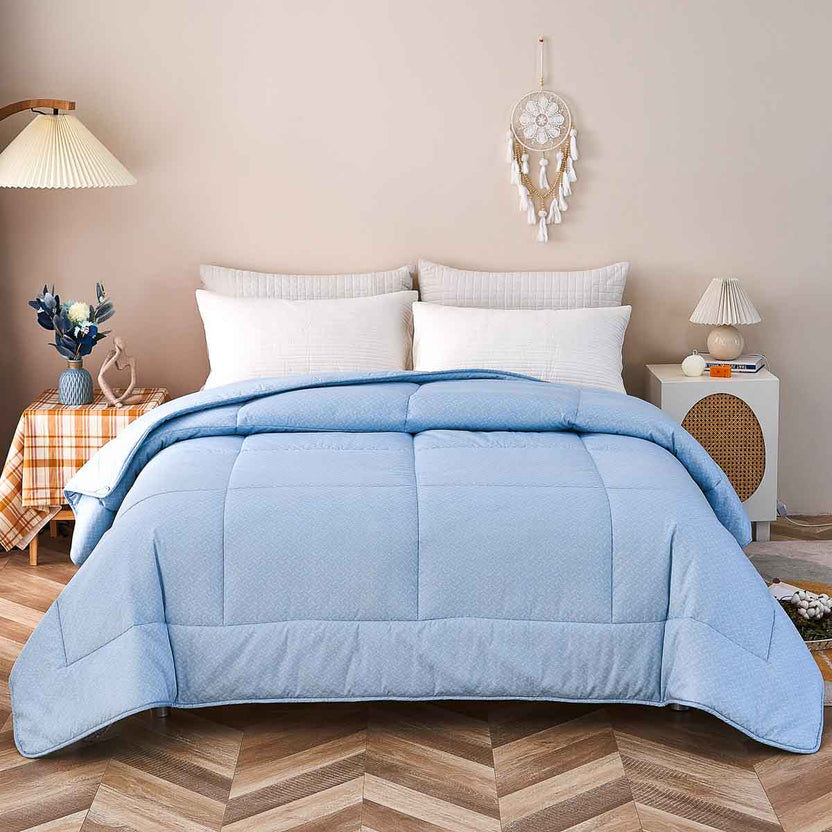 Gamma Bluish Blue Pattern Cotton All Season Comforter – Qbedding